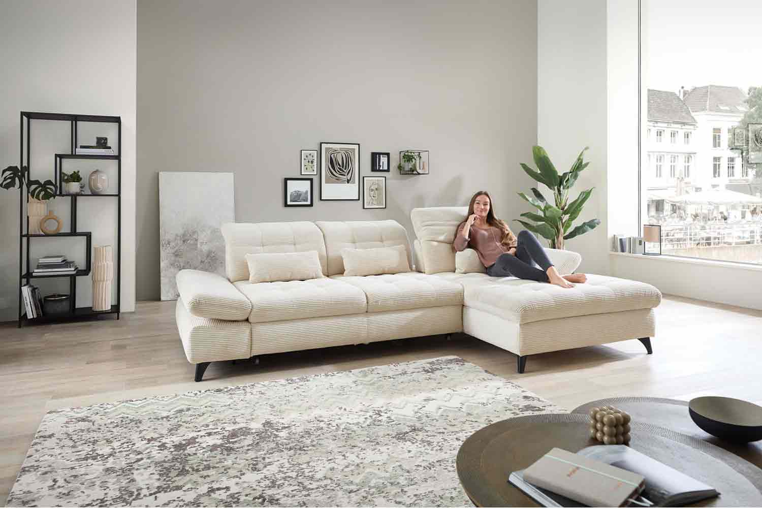 Ecksofa inkl. Sitztiefenverstellung in trendigen Cord » rechts - ohne ...